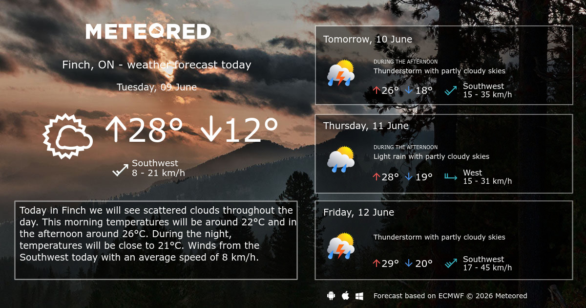 Weather Finch, ON 14 days - Meteored Canada