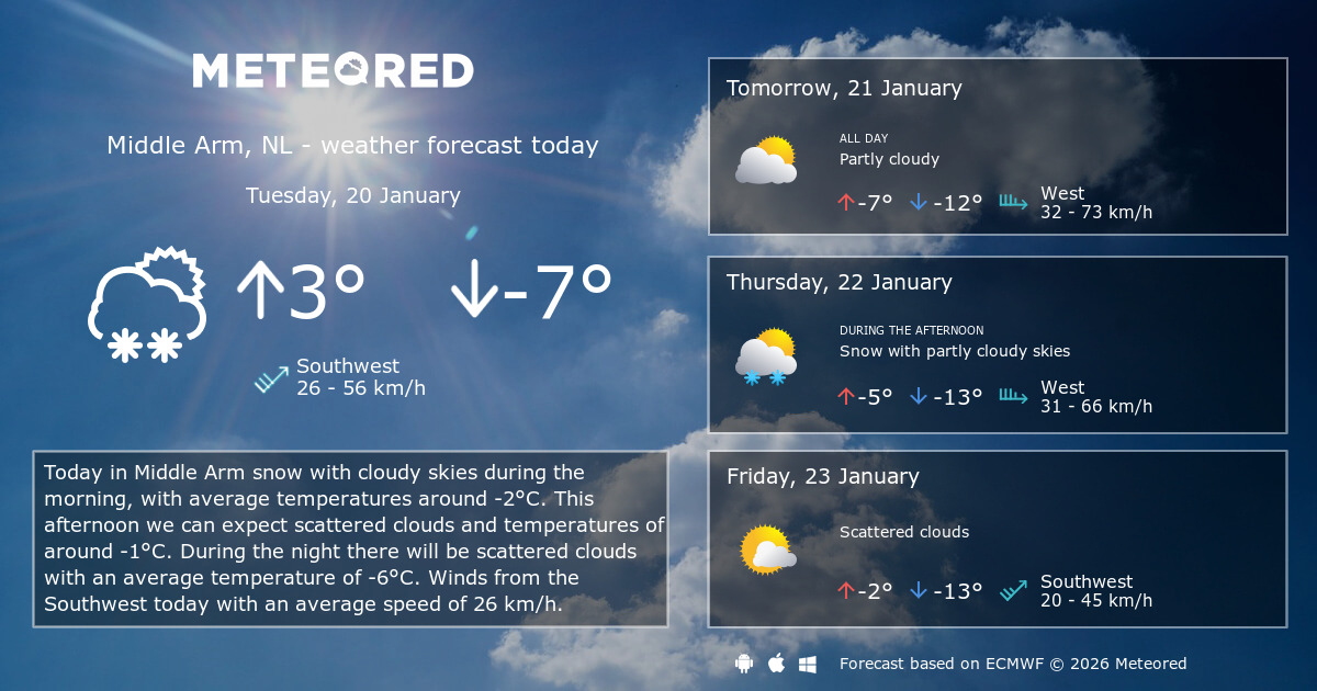 Weather Middle Arm, NL 14 days - Meteored Canada