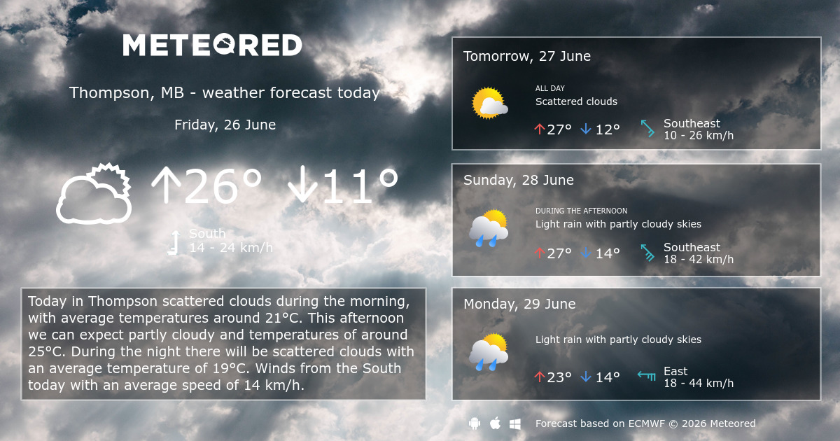 Weather Thompson, MB 14 days - Meteored Canada