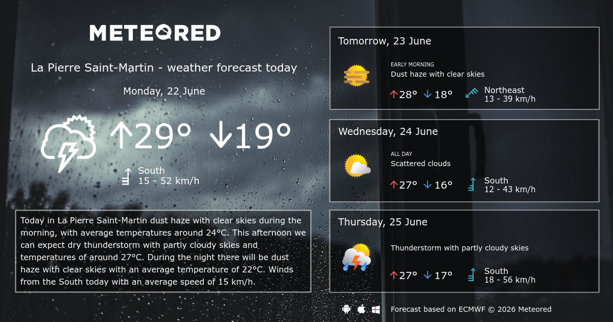 Weather La Pierre Saint-Martin 14 days - Meteored Canada