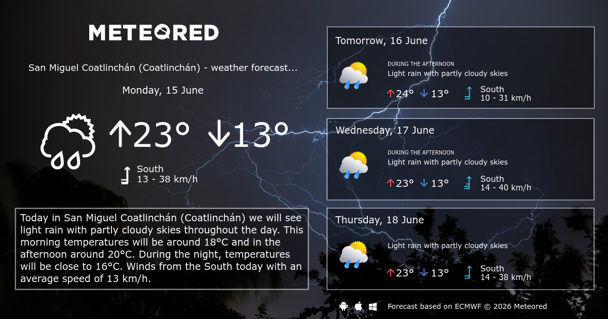 Weather San Miguel Coatlinchán (Coatlinchán) 14 days - Meteored Canada